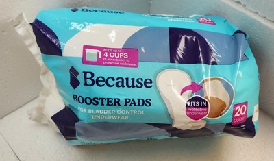 Because Incontinence Pads Men & Women Pack of 20 Booster Pads Bladder ...