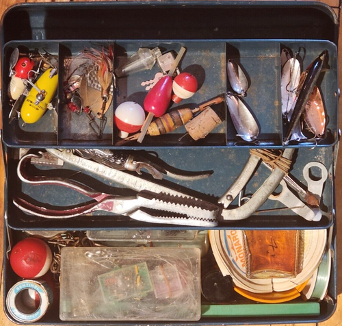 Vintage UNION Tackle Box HEDDON Antiques Mepps Comet Krokodil RAPALA ...
