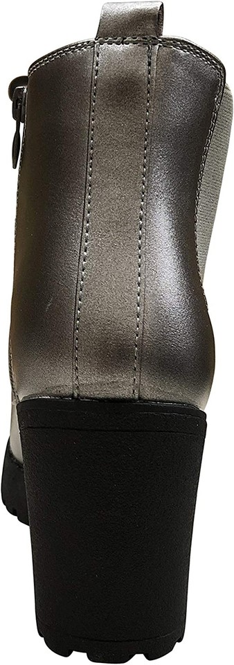 REFRESH CLUB-01 Pewter Elastic Panel Brown Slip On Chunky Heel Ankle ...