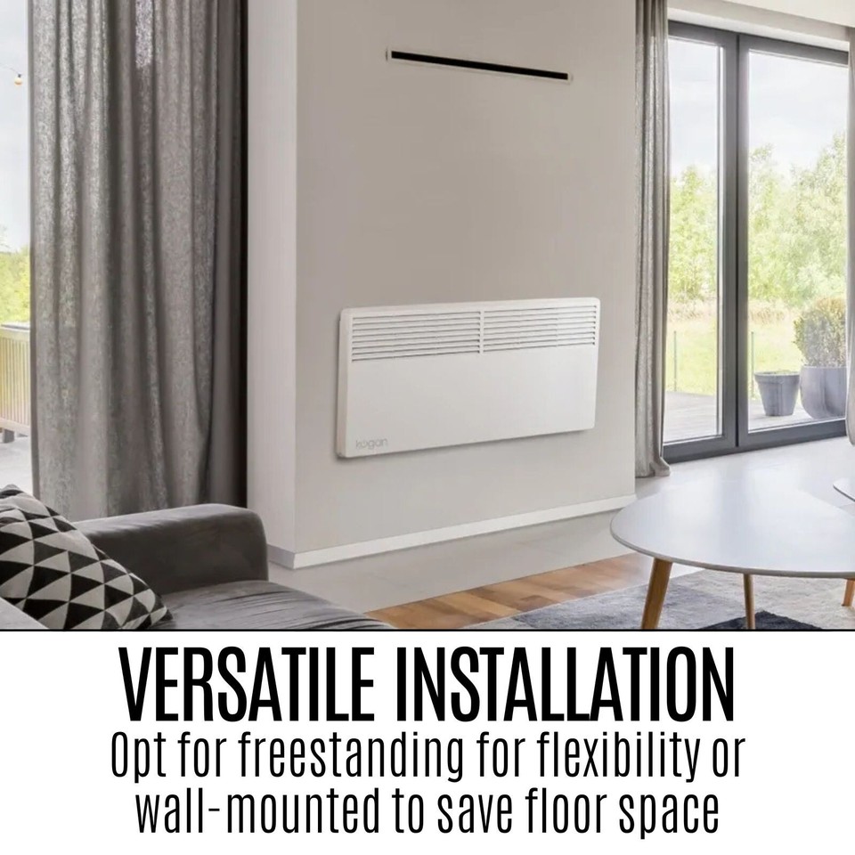 Kogan 2400W Panel Heater Portable Adjustable Heating Room Warmer Wheels ...