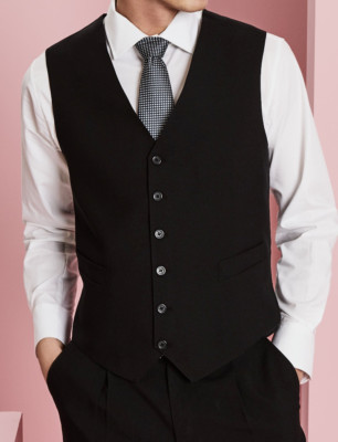 Black Waistcoat Plain Waiters Uniform Black Tie Tuxedo Small Medium ...