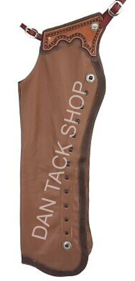 Western Shot Gun Cowboy Chaps Premium Leather for Rodeo Bull Riding ...
