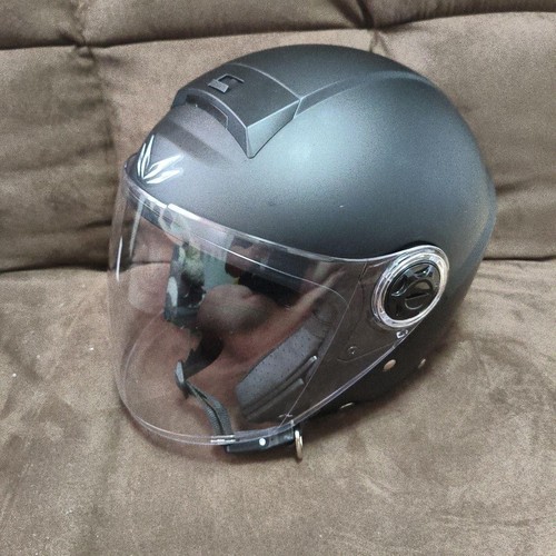 Black Matte Jet Helmet with Clear Shield, Air Vents, Mesh Interior ...