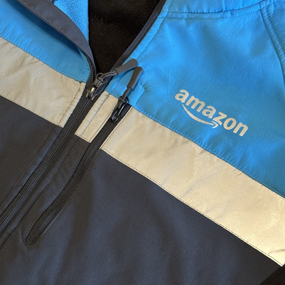 Amazon Prime Men's Blue Hooded Rain Shell Windbreaker Jacket Size Large ...