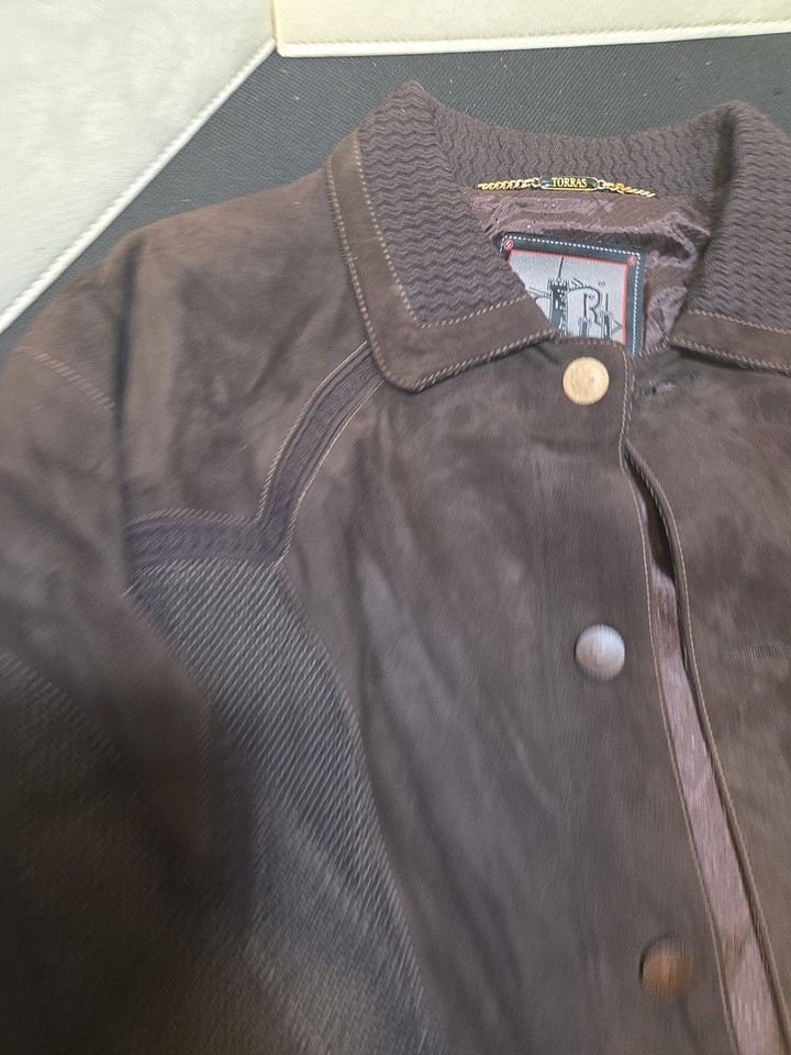 Torras Suede Leather Jacket Spain Brown Mens 44 | eBay