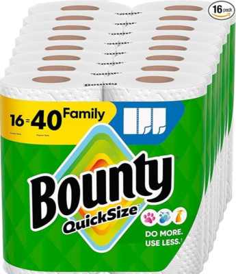 Bounty Quick-Size Paper Towels - 16 Family Rolls, 40 Regular Rolls ...