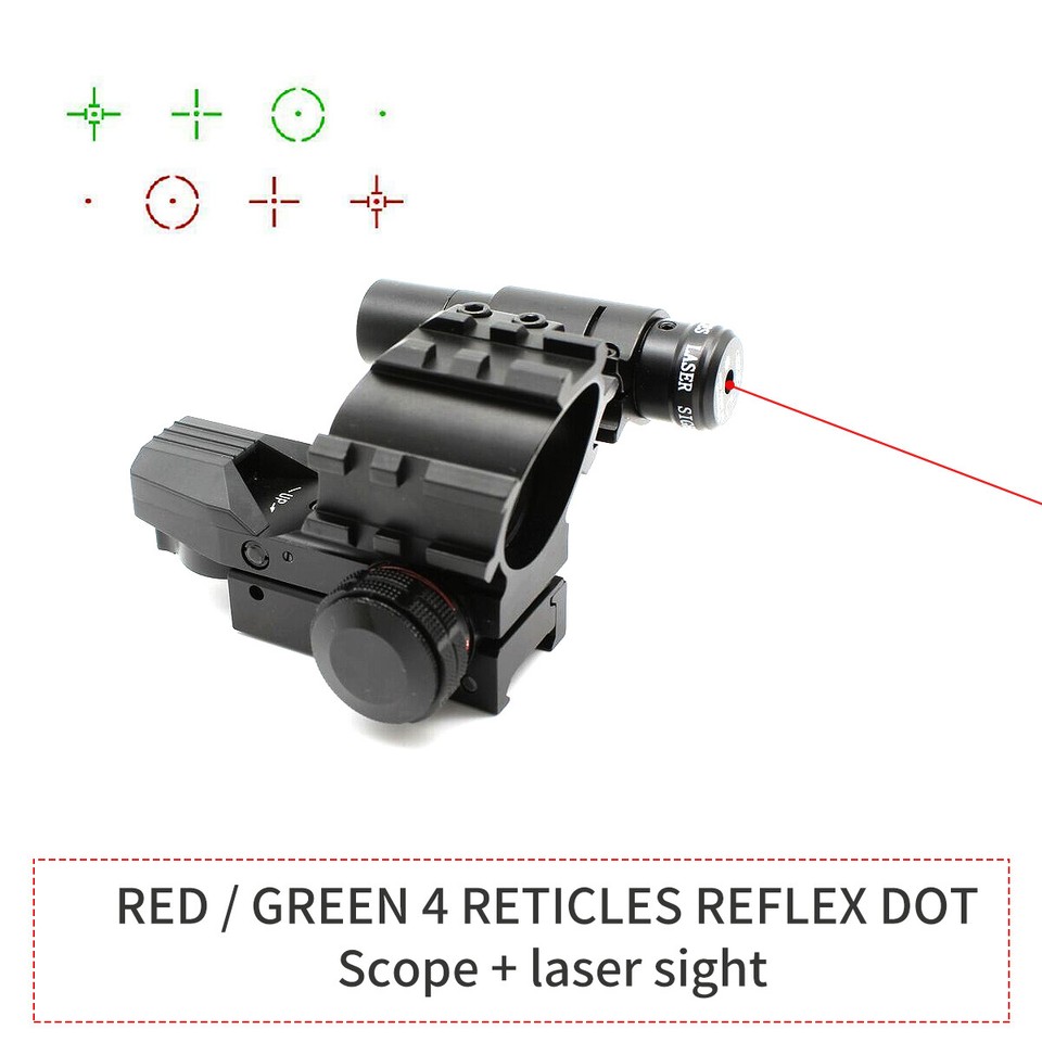 Holographic Red / Green 4 Reticles Reflex Dot Scope + Laser Scope Combo ...