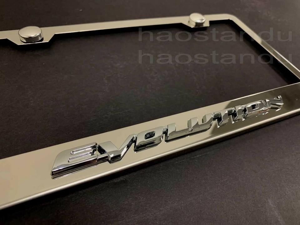 1x EVOLUTION 3D Emblem STAINLESS STEEL License Plate Frame RUST FREE ...