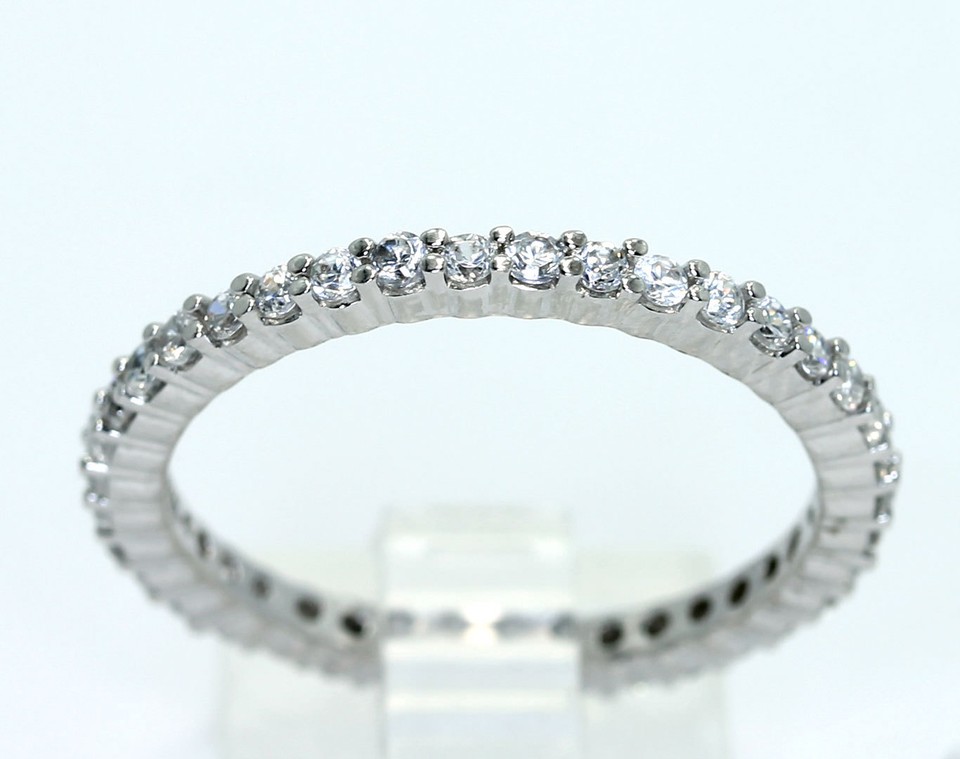 Sterling Silver Round CZ Cubic Zirconia Eternity Band Ring Size 9.75 | eBay