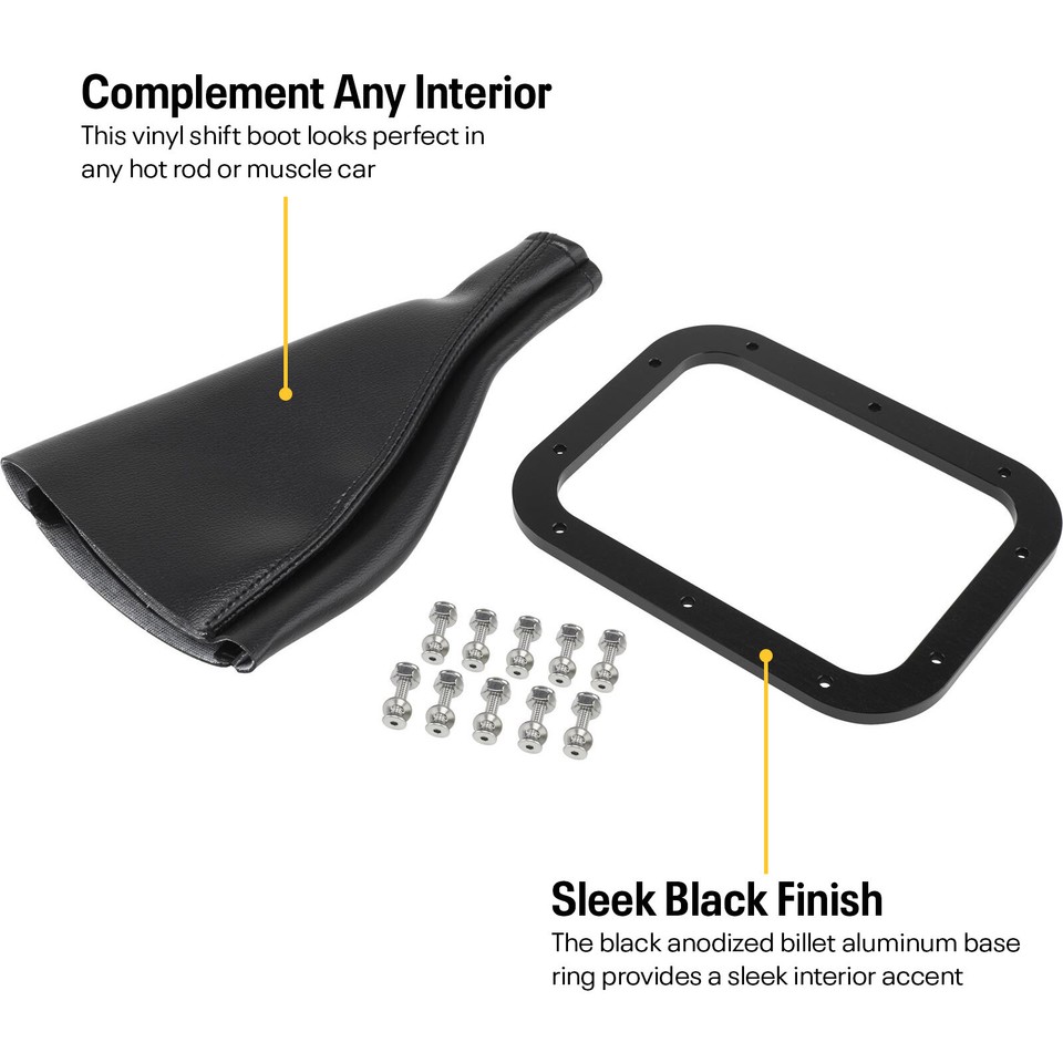 Rectangle Shifter Boot with Billet Aluminum Ring for Hot Rods | Black ...