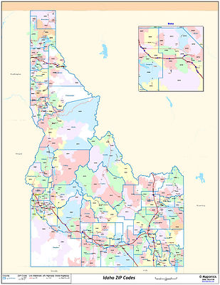 Idaho State Zipcode Laminated Wall Map | eBay