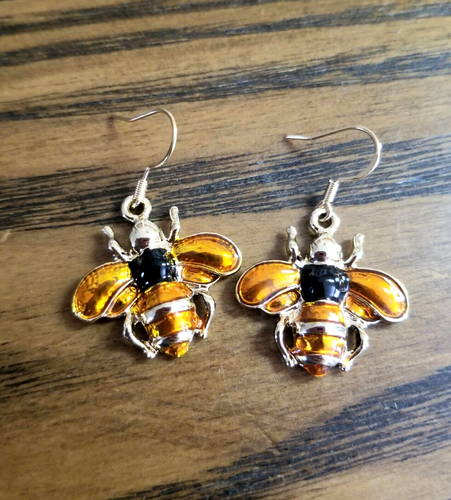 14k Gold Bee Earrings Dangle Bumblebee Earrings Bee Jewelry Bees | eBay