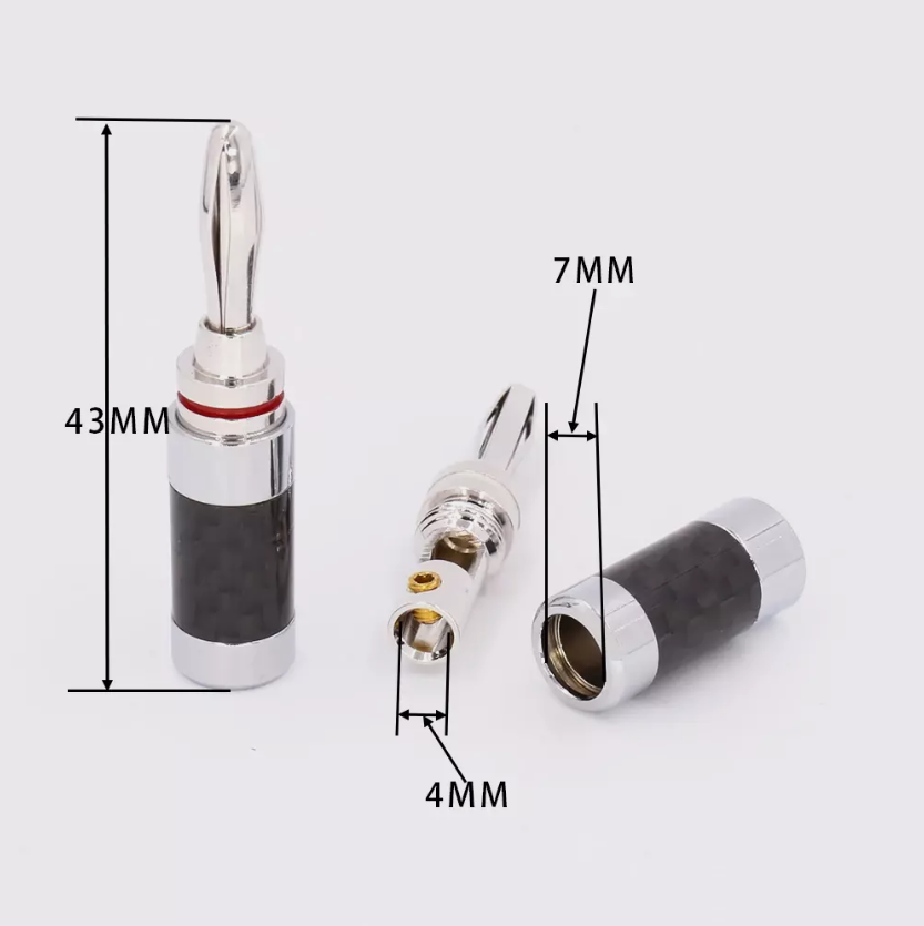 2PCS Hifi Silver Plated Speaker Cable RCA to 2 Banana Plug Amplifier ...