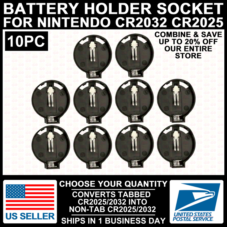 CR2032/CR2025 Round Button Coin Cell Battery Socket Holder Case 3V PCB ...