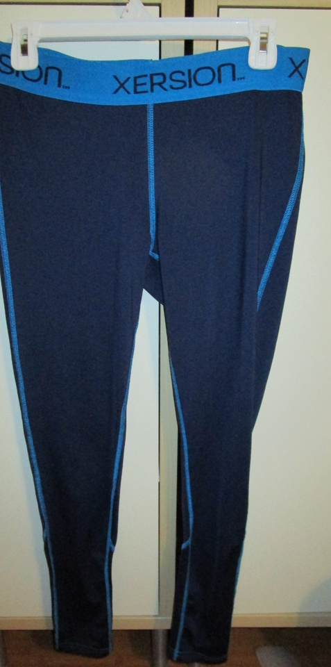 XERSION Compression Leggings Pants Men's Medium Blue with Neon Blue ...