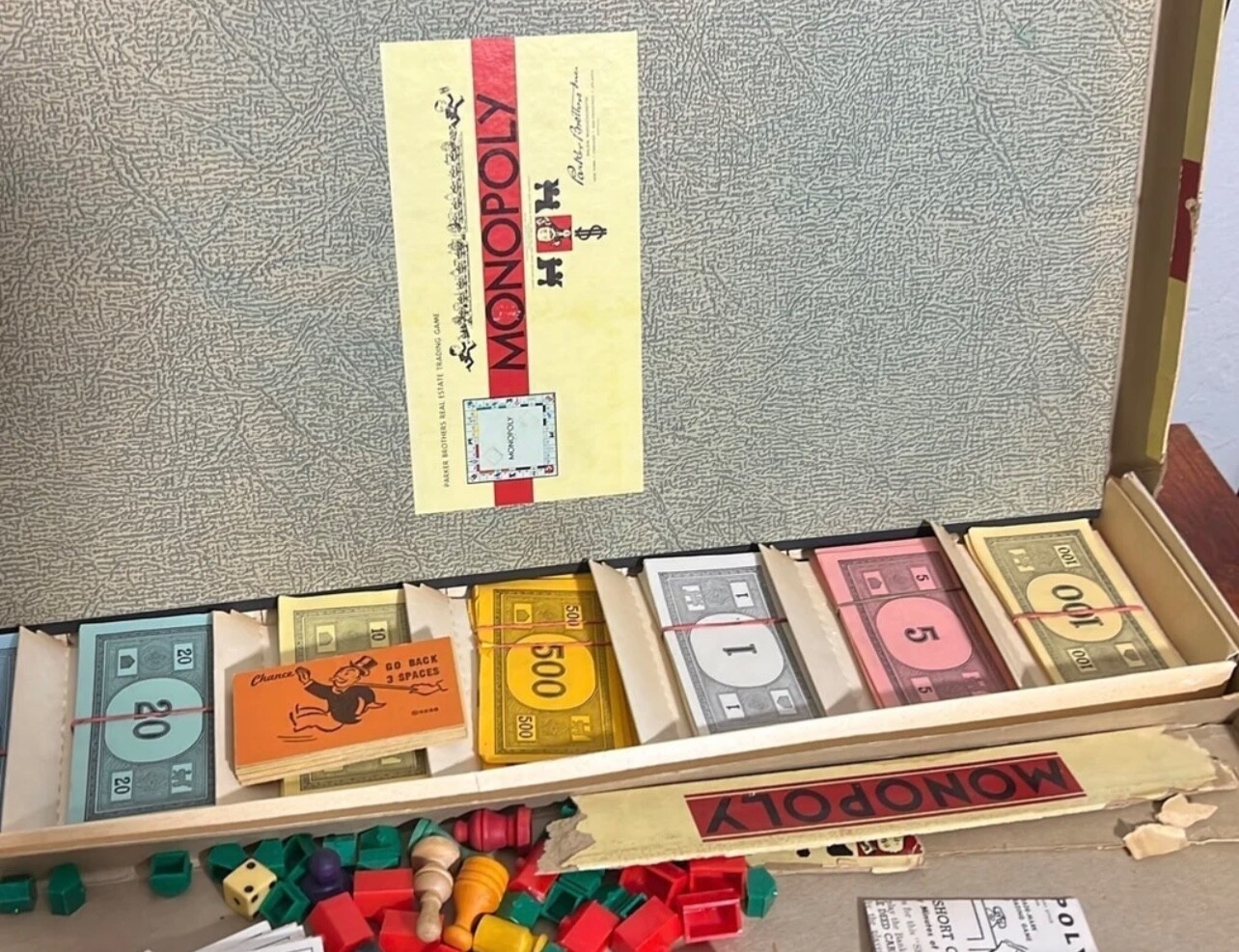 Vintage 1936 Monopoly Game with Board Instructions Rare WWII Composite ...