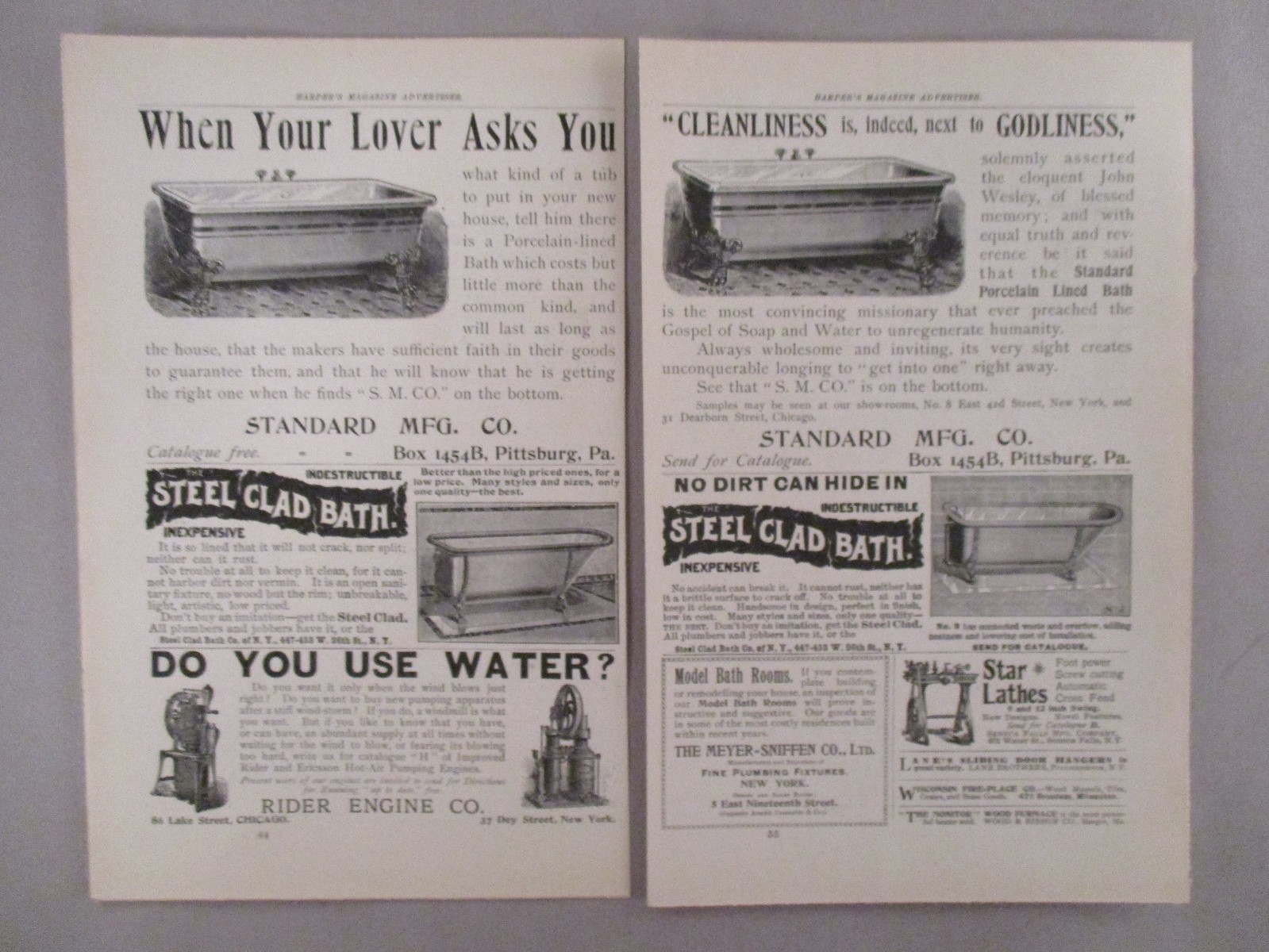 Bathtub PRINT AD - 1895 - LOT of 5 Ads ~~ bath tub, plumbling | eBay