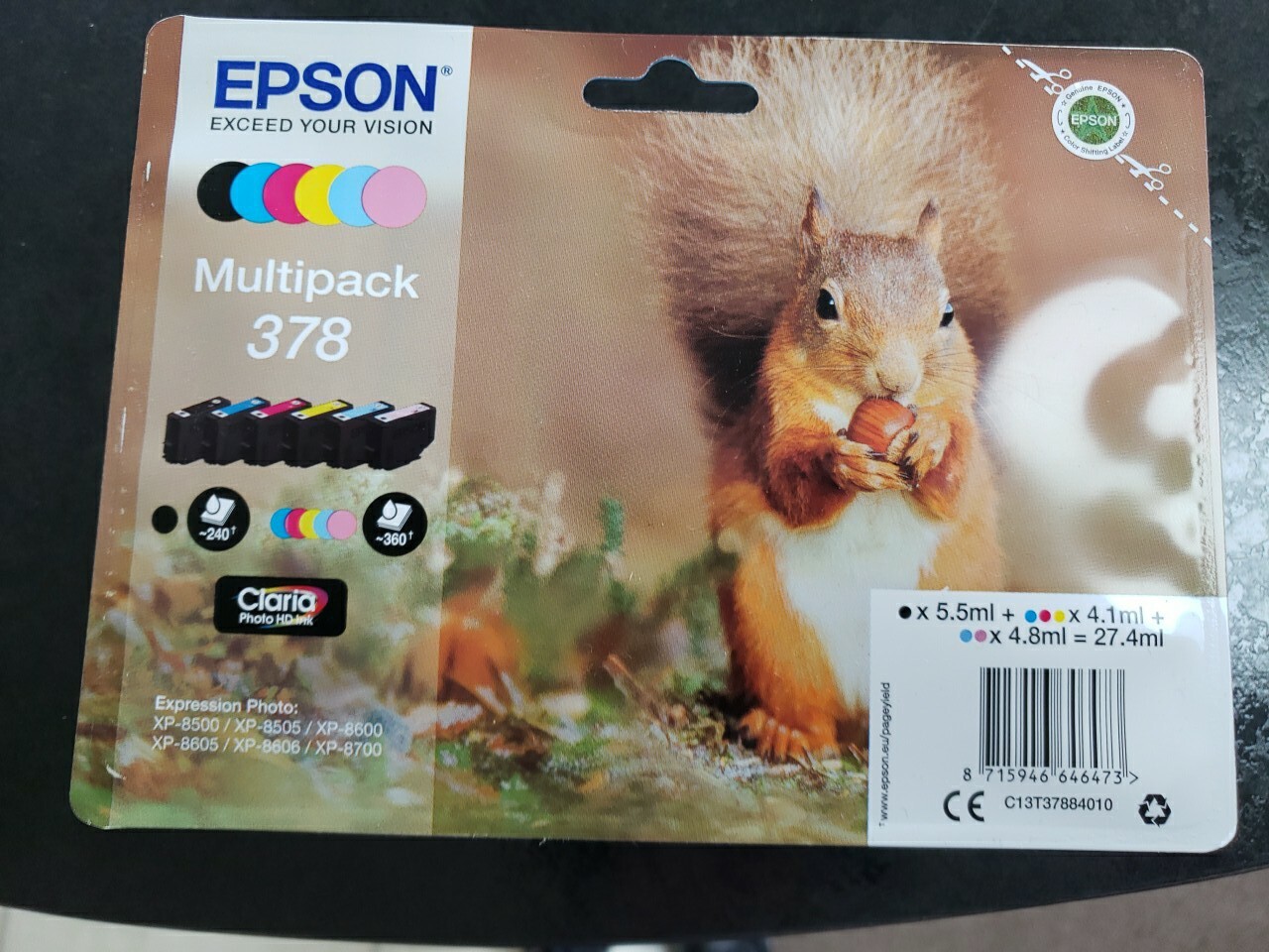 Epson 378 Multipack Photo HD Inkjet Cartridge - Pack of 6 (C13T37884010 ...