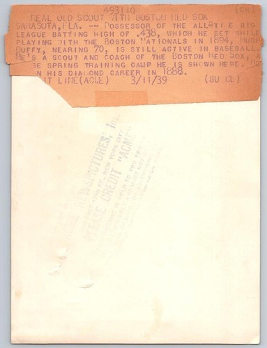 1939 Hugh Duffy Hall of Famer Boston Red Sox Baseball Photo - Type 1 | eBay