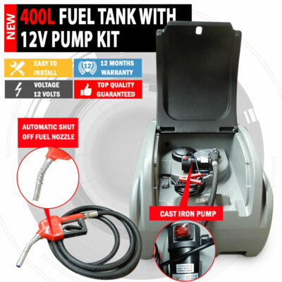 NEW 12V 400 Litre Diesel Fuel Pod Tank 40LPM Pump Kit Lockable Lid ...