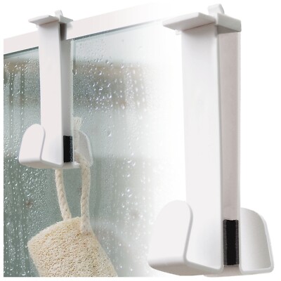 Adjustable Width Double Sided Shower Hook Hangs Over Glass Screen ...