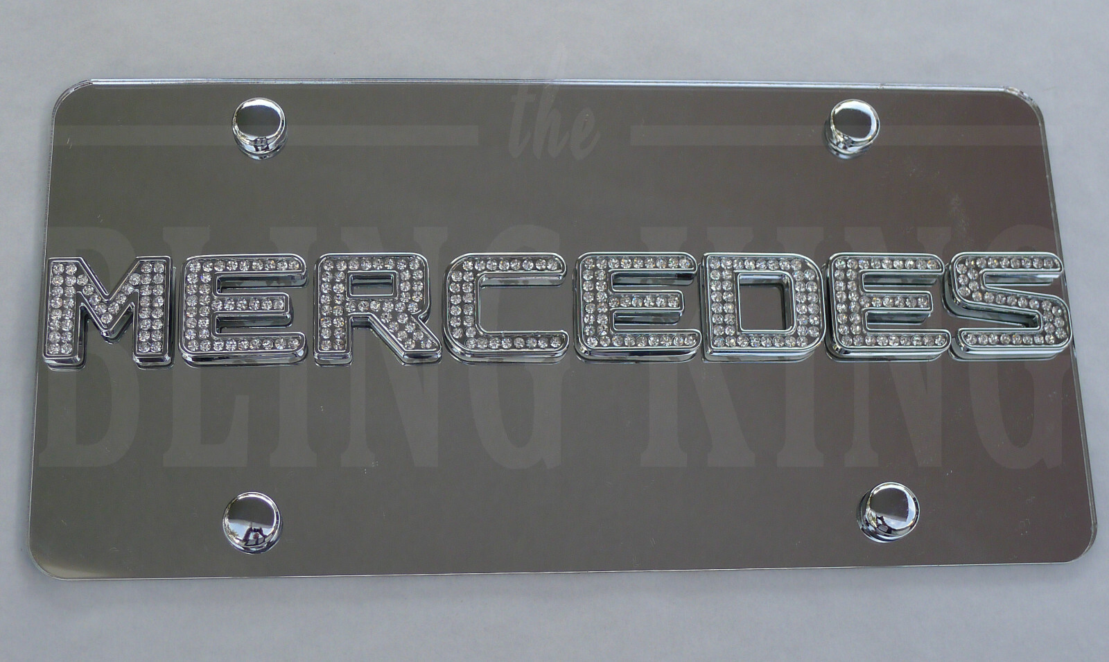 Mercedes Benz Chrome License Plate Tag w/ Swarovski Iced Out Crystal ...