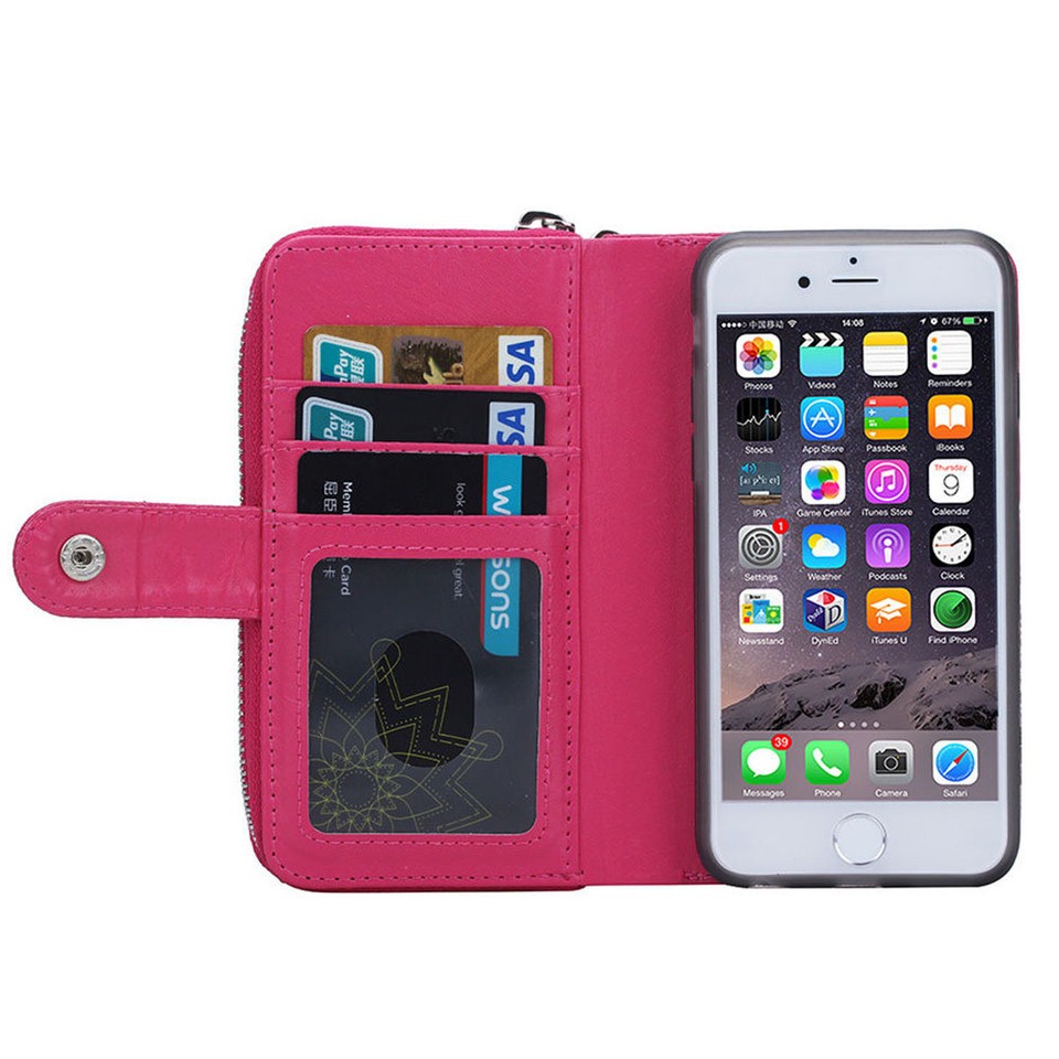 Leather Purse Zipper Card Cash Holder Wallet Case For Apple iPhone XS ...