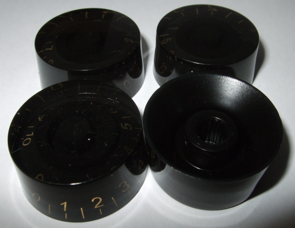 Les Paul Control Knob Set BLACK with Gold Numbers 4x Controls SG Custom ...