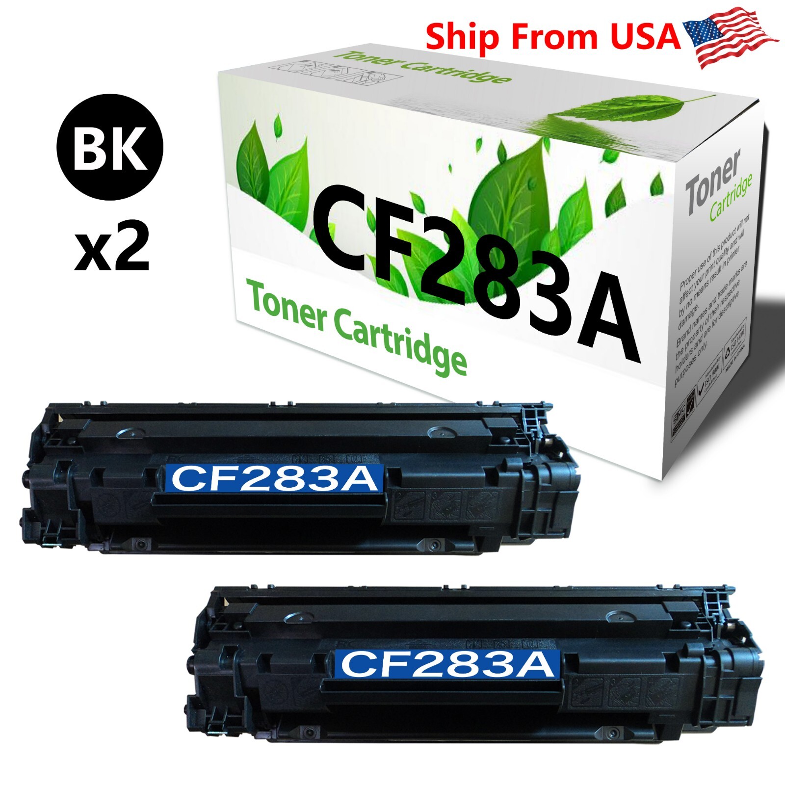 2-Pack 283A Toner Cartridge 83A CF283A for Pro MFP 127fn 127fw Printer ...