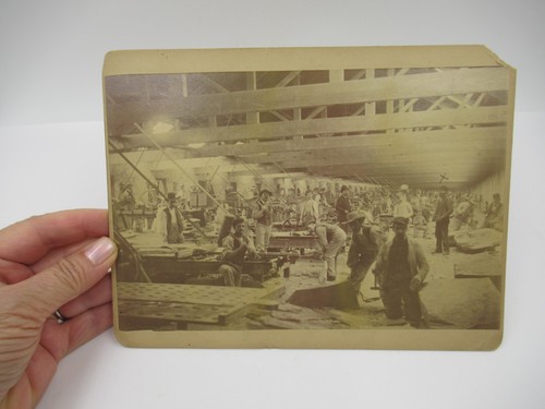 c1890 Cabinet Card Photograph Busy Factory Scene w/ Men & Young Boys Working | eBay