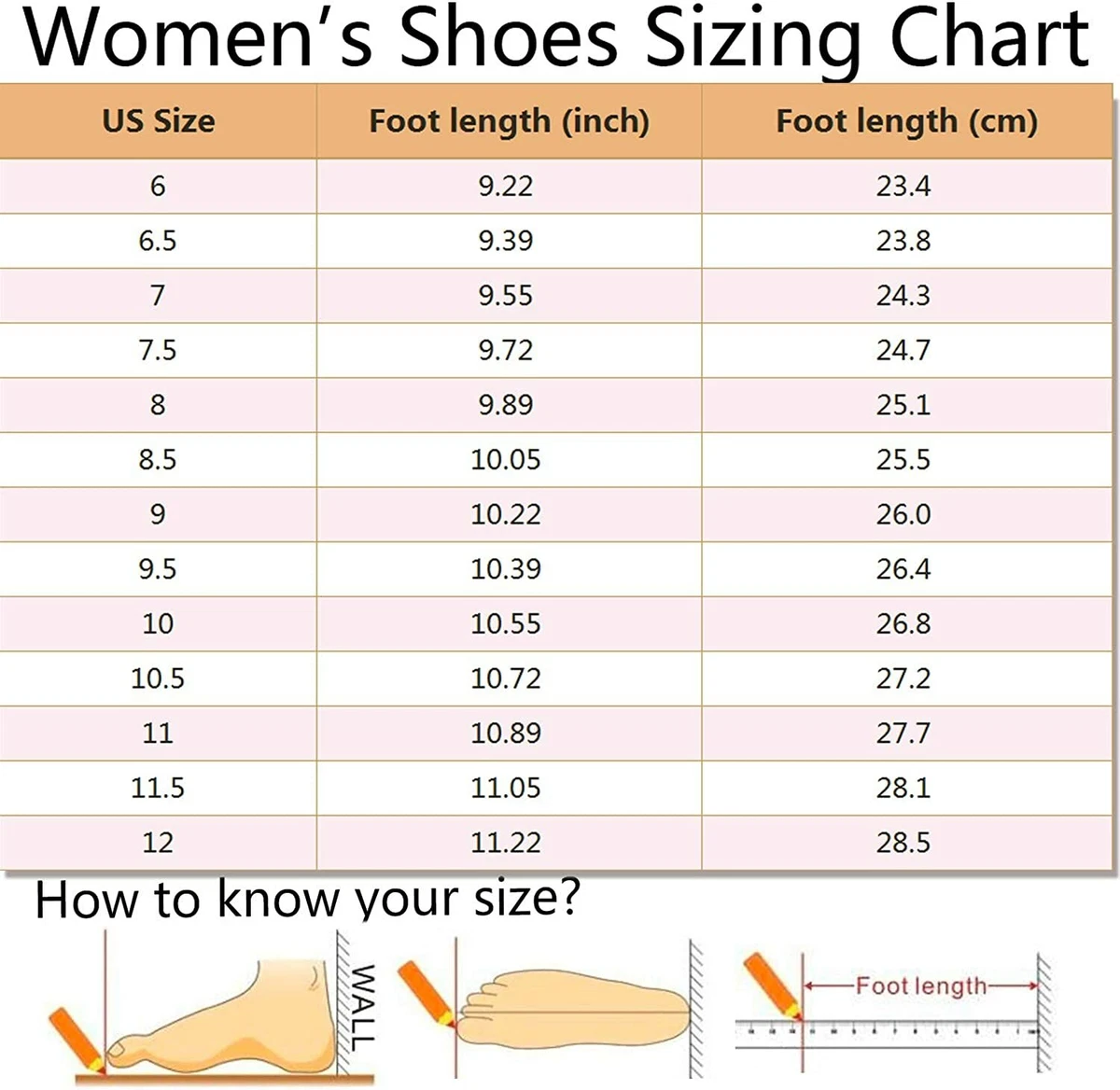 Wide Width Shoe Chart
