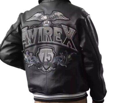 Men's Avirex Aviator King 75 Bomber Jacket 1975 Fashion Leather Jacket ...