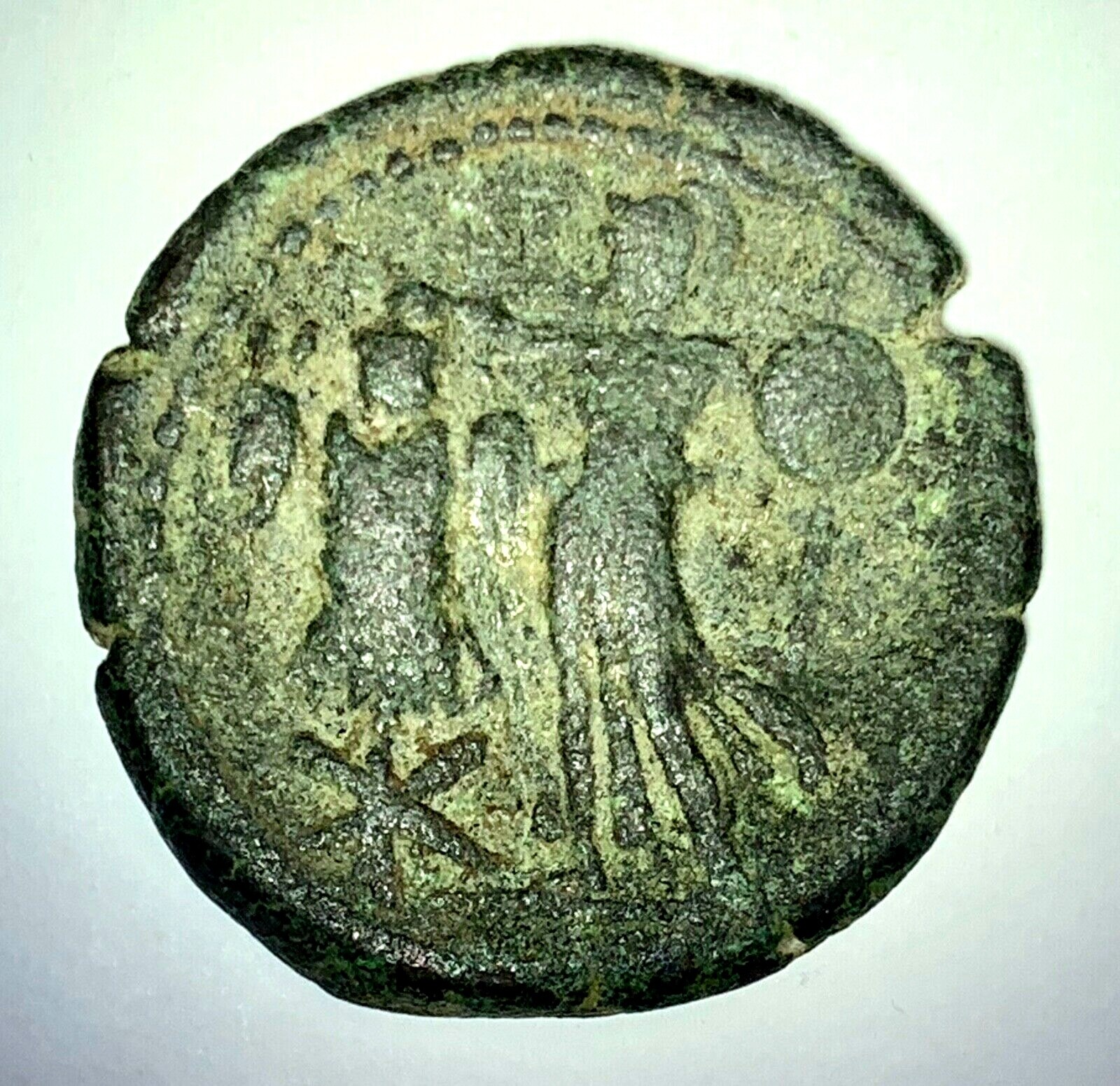 ANCIENT ROMAN BRONZE COIN, JUDEA; DOMITIAN 81-96 AD. HOLY LAND, MINERVA ...