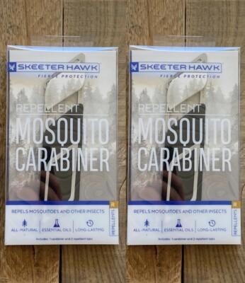Skeeter Hawk Mosquito Insect Repellent Carabiners 2 Pack w/ 4 Tabs ...