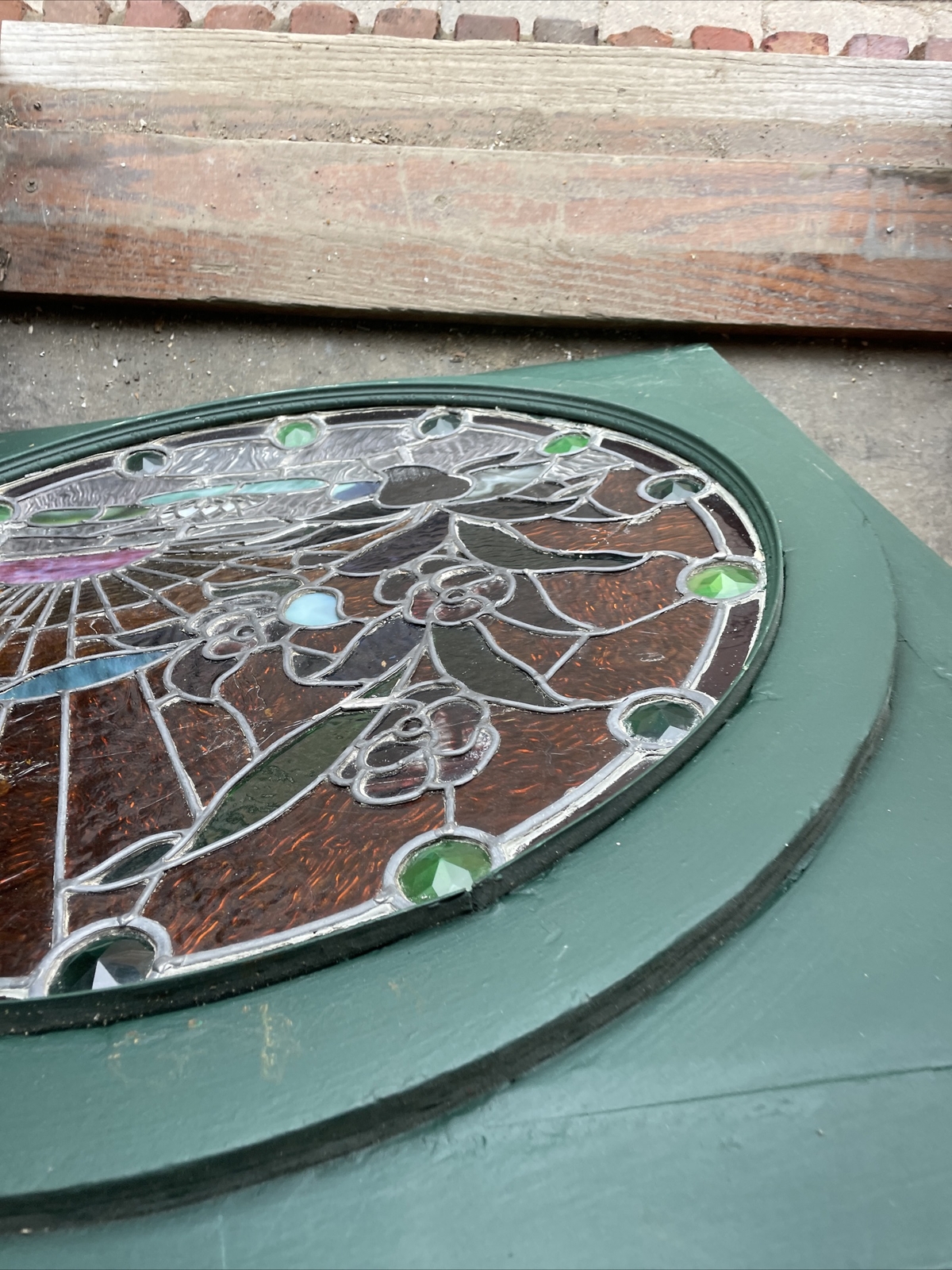 SG 4361 antique round stained glass window sunrise 30 x 31 | eBay