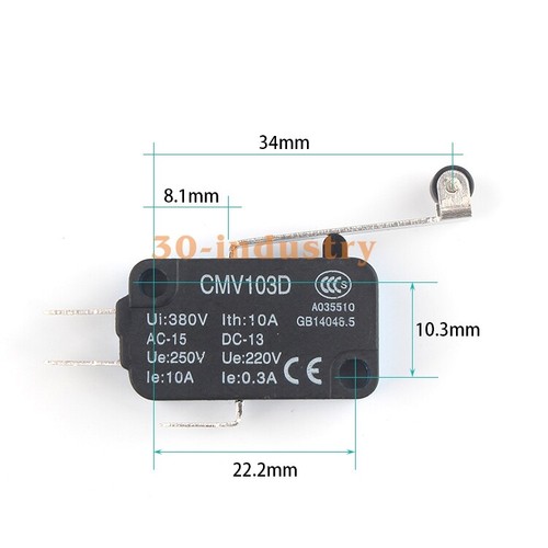 10PCS CMV-103D Micro Limit Switch CMV103D 10A 380V 1NC 1NO Replace V ...