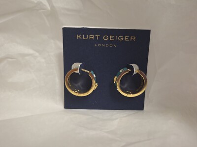 Kurt Geiger London Eagle Enamel and Crystal Small Hoop Earrings | eBay