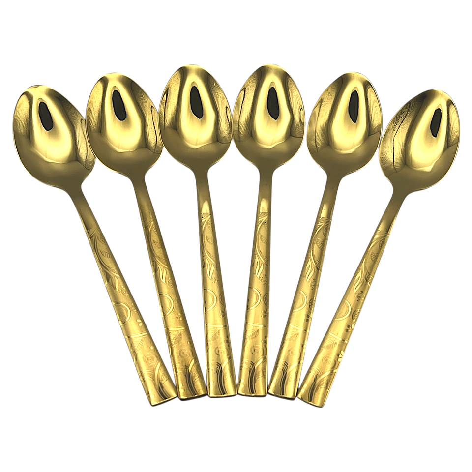 Golden Teaspoons Set Table Tea Spoon Premium Stainless Steel Coffee ...