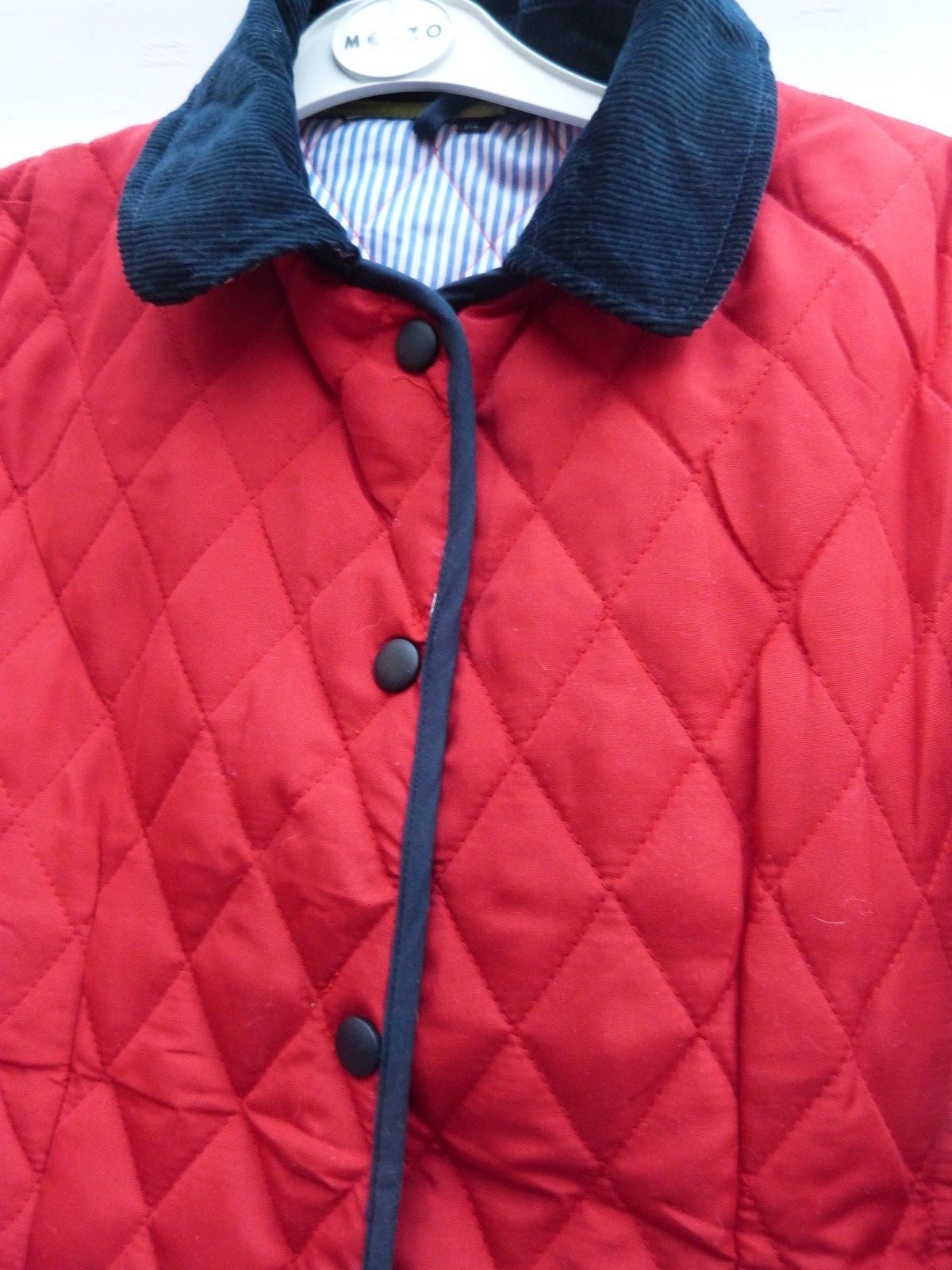 Red jacket with blue cord collar. Popper fastening to front size XL 14 ...