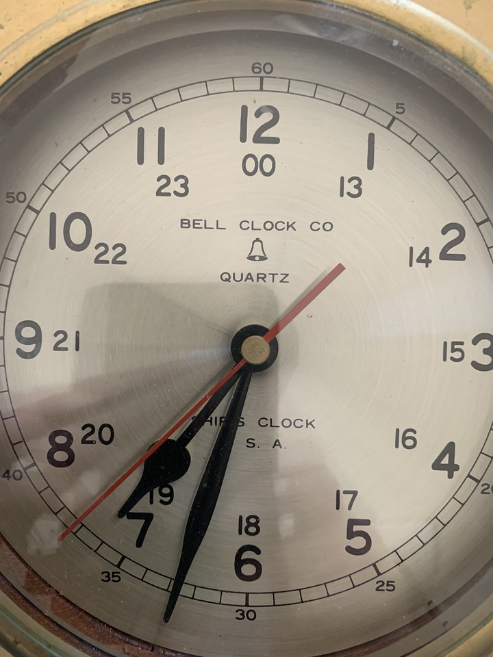 Vintage Bell Clock Company Nautical Ship's Porthole Brass & Oak Wall ...