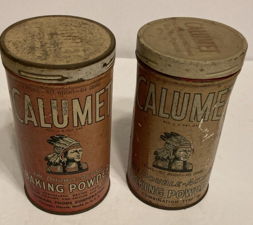 Calumet Baking Powder Tin Vintage Empty Container Indian Collectible ...