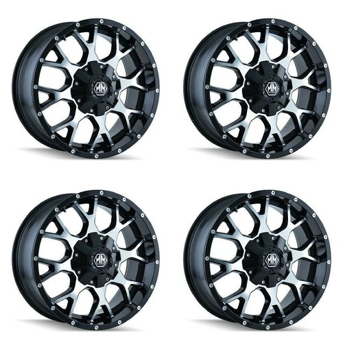 Set 4 20" Mayhem Warrior 20x9 Black Machined 6x135 6x5.5 Wheels 0mm ...