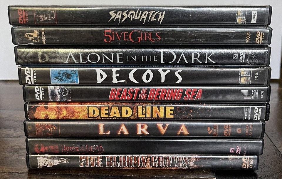Horror DVD Lot Of 9 Rare Movies, Sasquatch, Larva, Beast Of The Bering ...