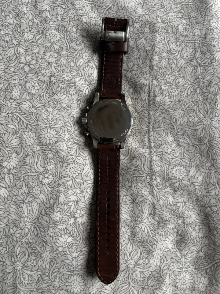 Fossil Nate JR1473 Mens Chronograph Watch Brown Leather Strap New ...