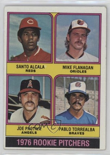 1976 Topps Pitchers Santo Alcala Mike Flanagan Joe Pactwa #589 Rookie ...