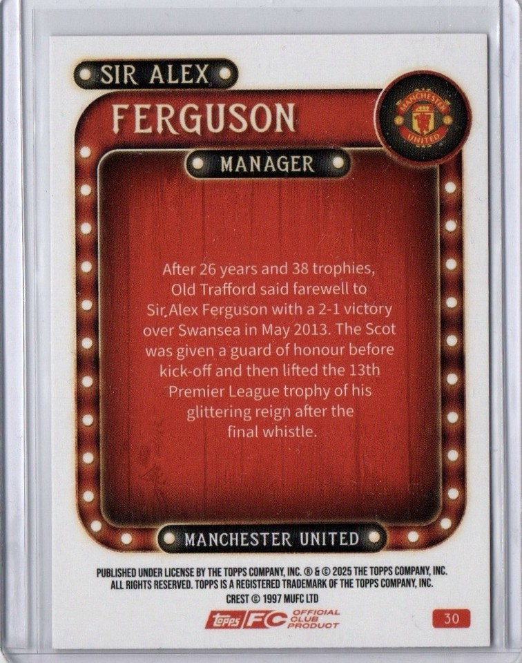 Sir Alex Ferguson Topps Manchester United 2025 Team Set Red /350 | eBay UK