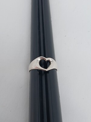 Sterling silver 925 marked JC Open Heart ring size 8.75 | eBay