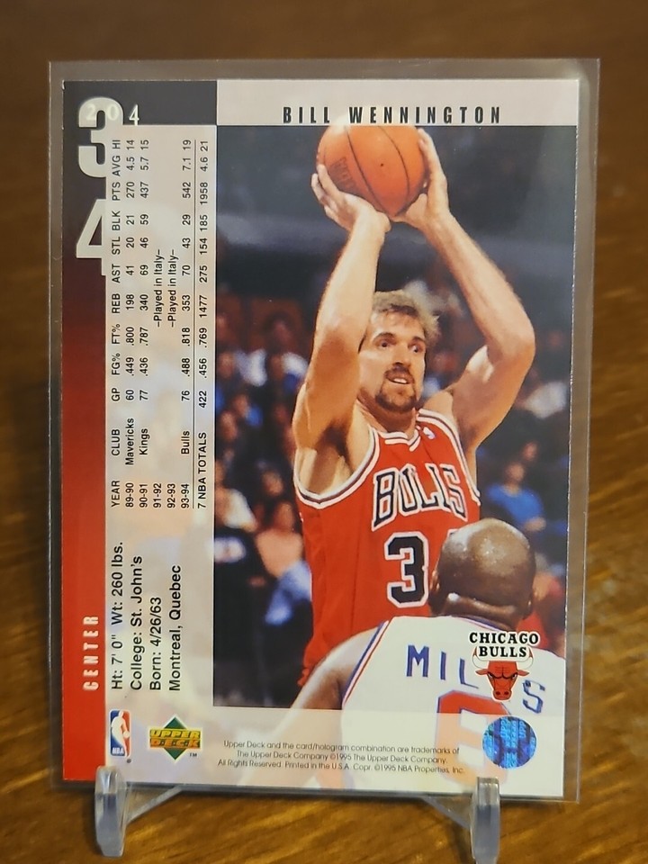1994-95 Upper Deck Chicago Bulls Basketball Card #204 Bill Wennington ...