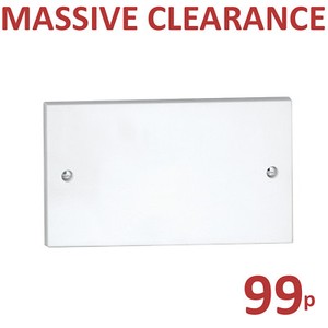 White Moulded Plastic Blanking Plate Double 2 Gang Twin Socket Wiring ...