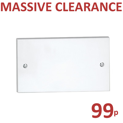 White Moulded Plastic Blanking Plate Double 2 Gang Twin Socket Wiring ...